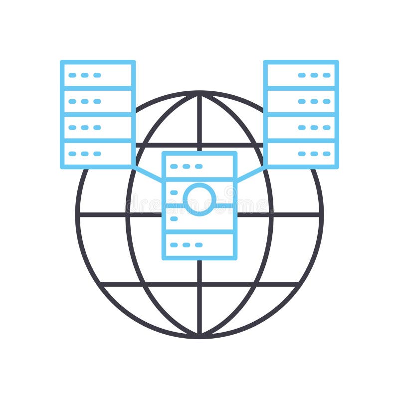 Global Server Line Icon, Outline Symbol, Vector Illustration, Concept ...