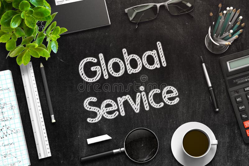 Global Service - Text on Black Chalkboard. 3D Rendering. Stock ...