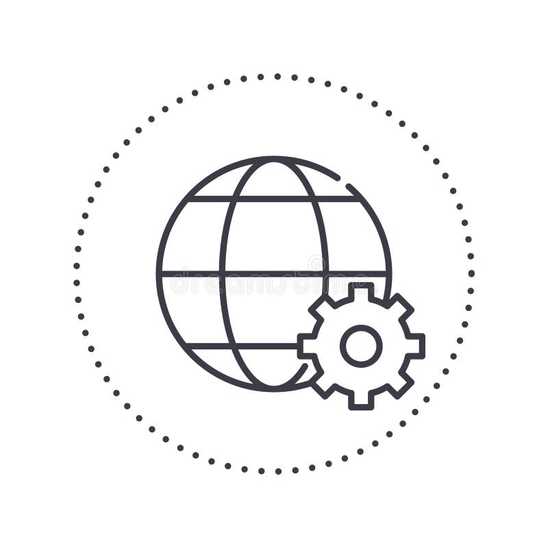 Global Services Icon, Linear Isolated Illustration, Thin Line Vector ...