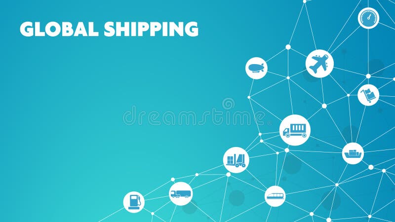 Shipping and Supply Chain Vector with World Map Stock Image - Image of ...