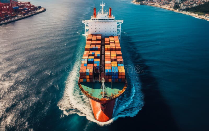 Global Shipping and Trade - Aerial View of Container Ship Stock ...