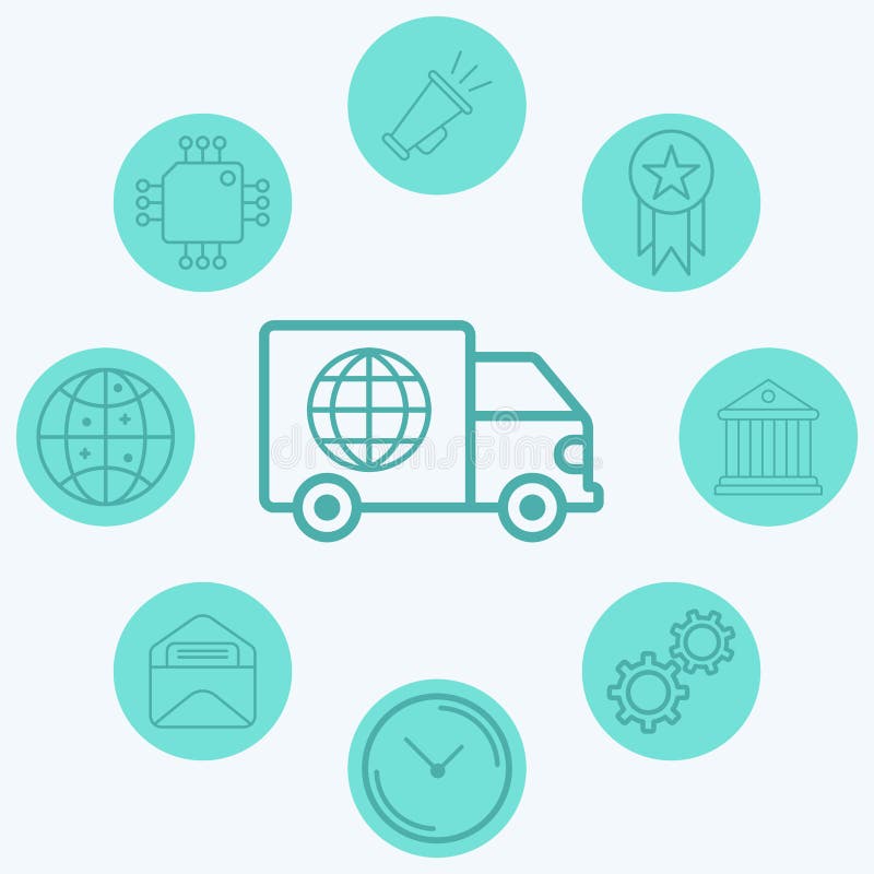 Global Shipping Vector Icon Sign Symbol Stock Vector - Illustration of ...