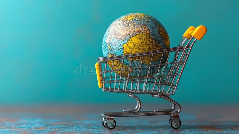 Global Shopping Concept with Earth in Cart - Generative Ai Stock ...