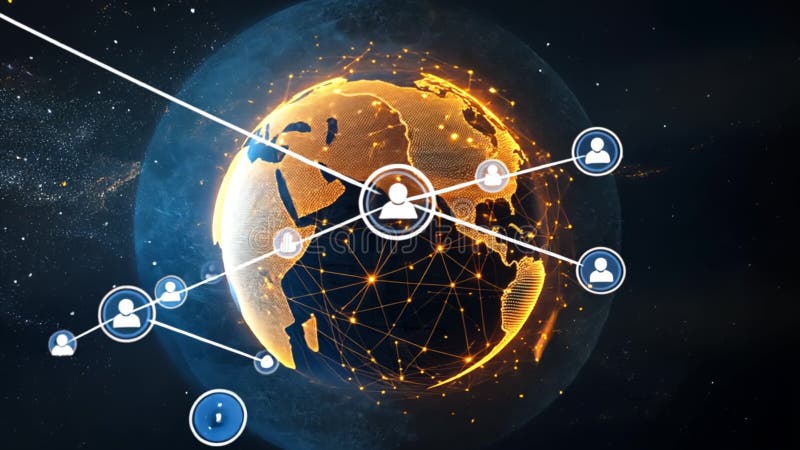Global Social Media Network Connection on Planet Earth Globe. Internet ...