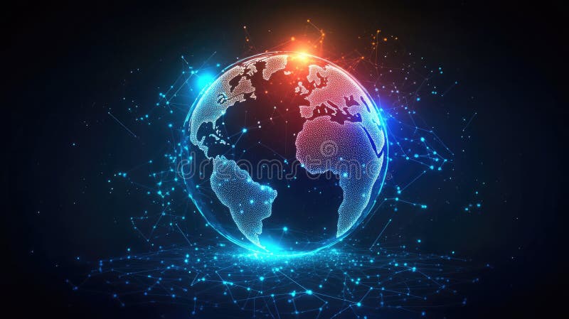 Global Social Media Network Connection on Planet Earth Globe. Internet ...