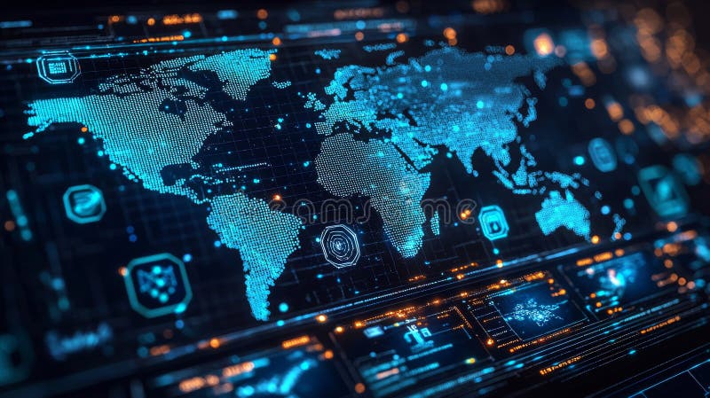 A Global Social Media Network Featuring a Digital World Map Showcasing ...