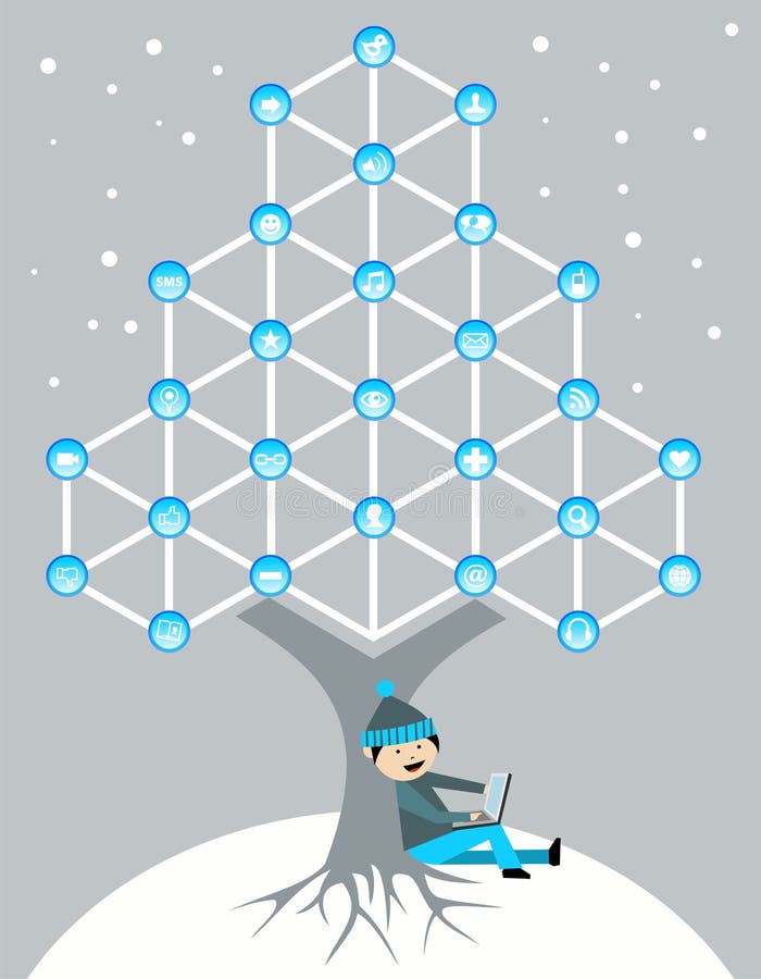 Global Social Media Network Tree Stock Vector - Illustration of ...