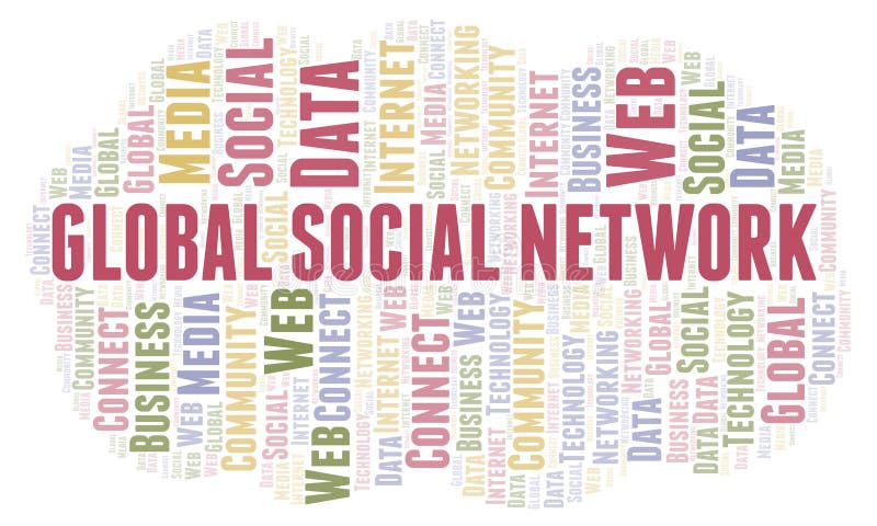 Global Social Network Word Cloud Stock Illustration - Illustration of ...