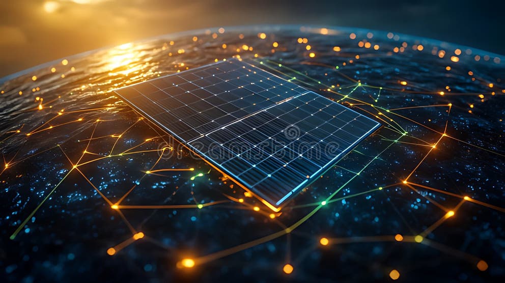 Global Solar Panel Network Sunrise Energy Stock Illustration ...