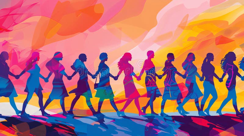 Global Solidarity March with Women Holding Hands in Message of Unity ...