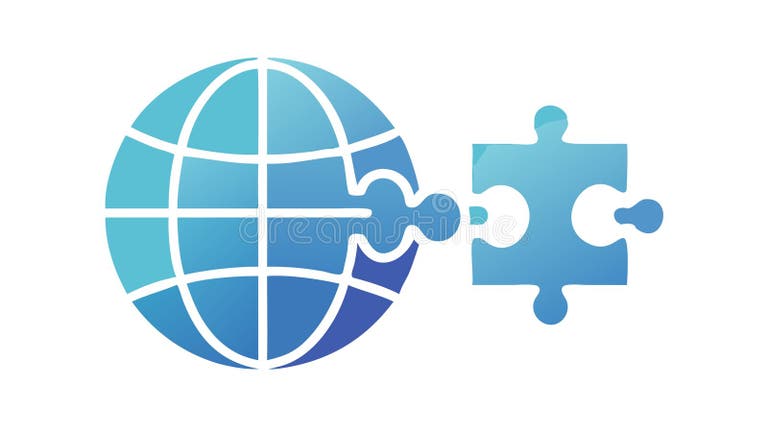 Global Solution Icon with Globe and Jigsaw Puzzle Piece, Vector Design Generative AI Stock ...