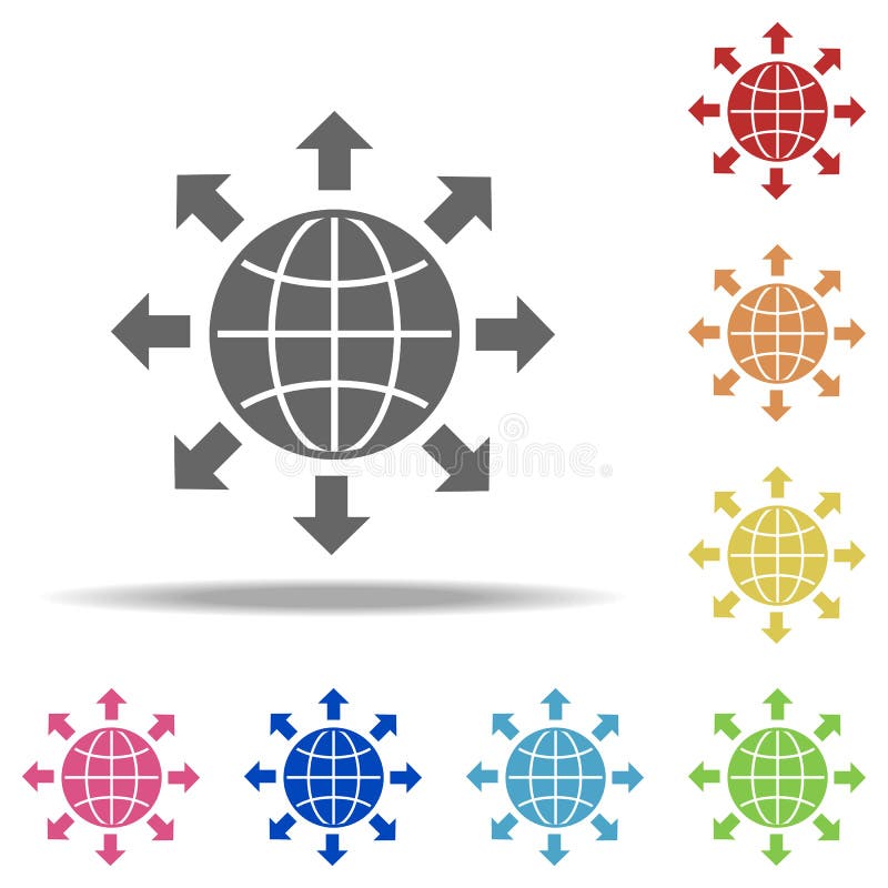 Global Solutions Icon. Elements of Seo & Development in Multi Colored ...