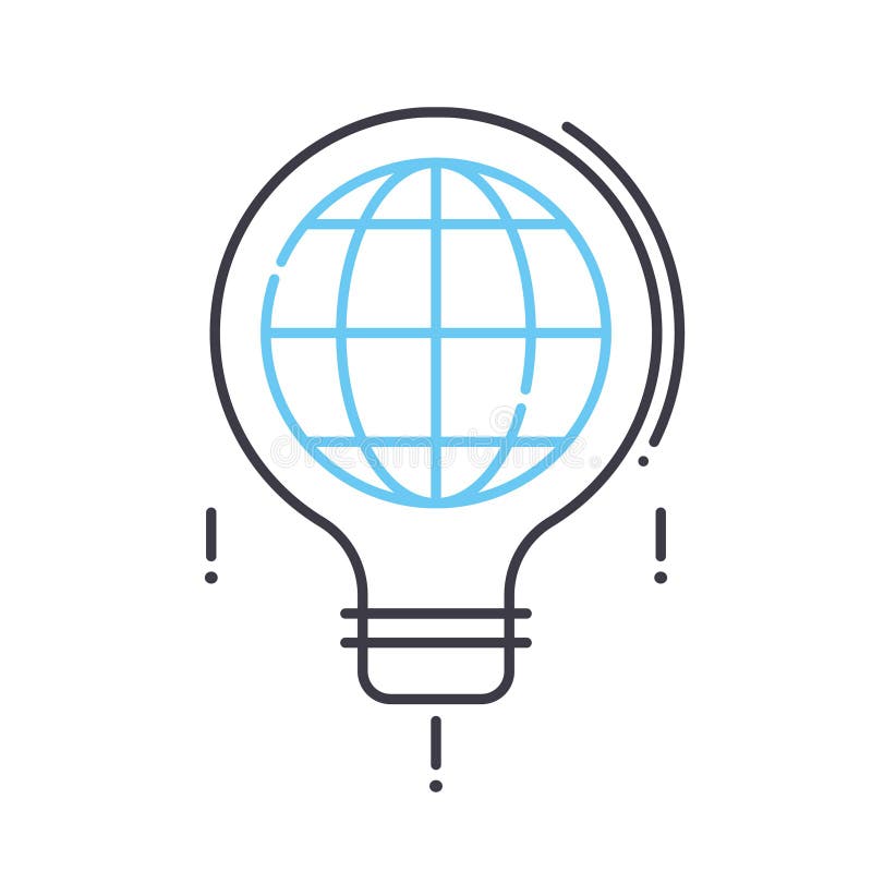 Global Solutions Line Icon, Outline Symbol, Vector Illustration ...