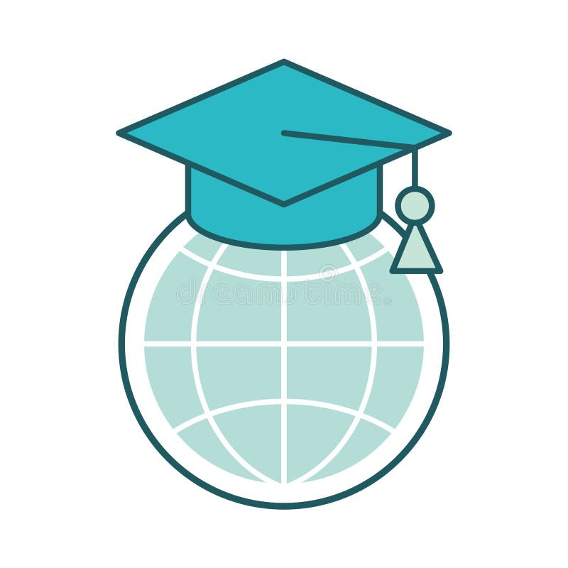 Global Sphere with Graduation Cap Line and Fill Style Icon Vector ...