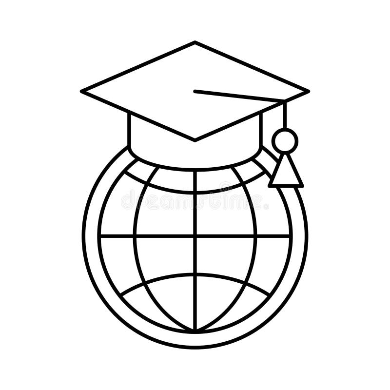 Global Sphere with Graduation Cap Silhouette Style Icon Vector Design ...