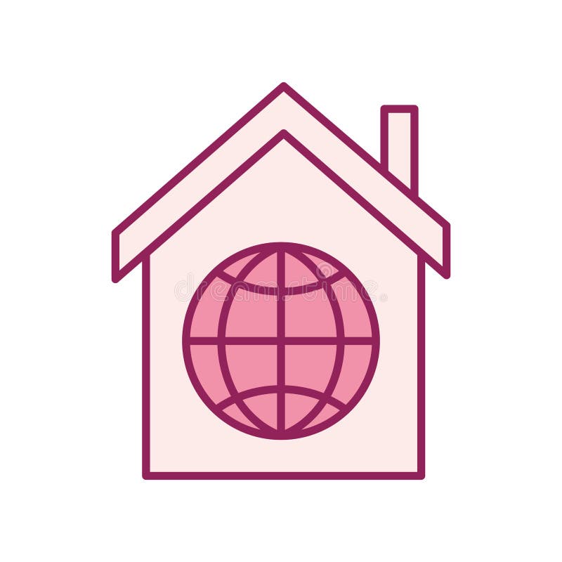 Global Sphere in House Line and Fill Style Icon Vector Design Stock ...