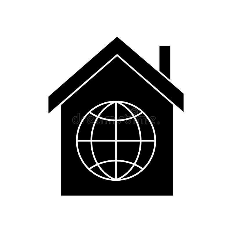 Global Sphere in House Silhouette Style Icon Vector Design Stock Vector ...