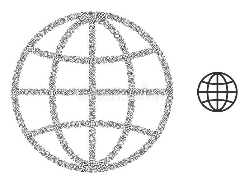 Global Sphere Recursive Mosaic of Global Sphere Icons Stock Vector ...