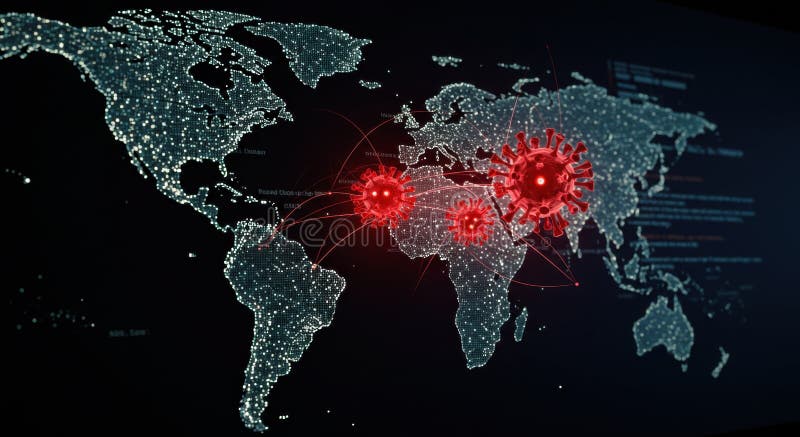 Global Spread of Infectious Disease Visualized on a Digital World Map ...