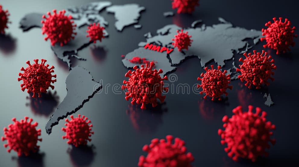 Global Spread of Virus Concept with Red Pathogens on World Map Stock ...
