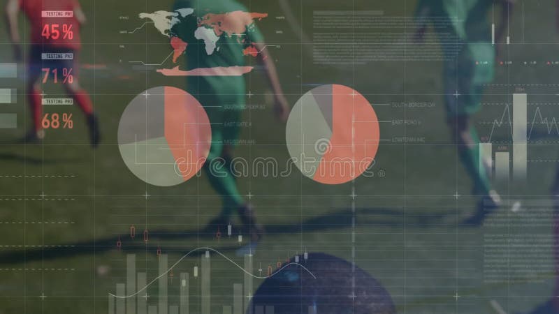 Global Statistics and Data Analysis Animation Over Soccer Players on ...