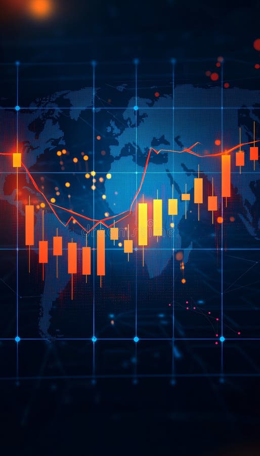 Global Stock Market Analysis, Trading Chart with Vector Candlesticks on ...
