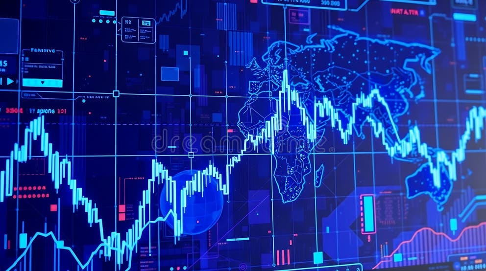Global Stock Market: Dynamic Blue Data Visualization Stock Illustration ...
