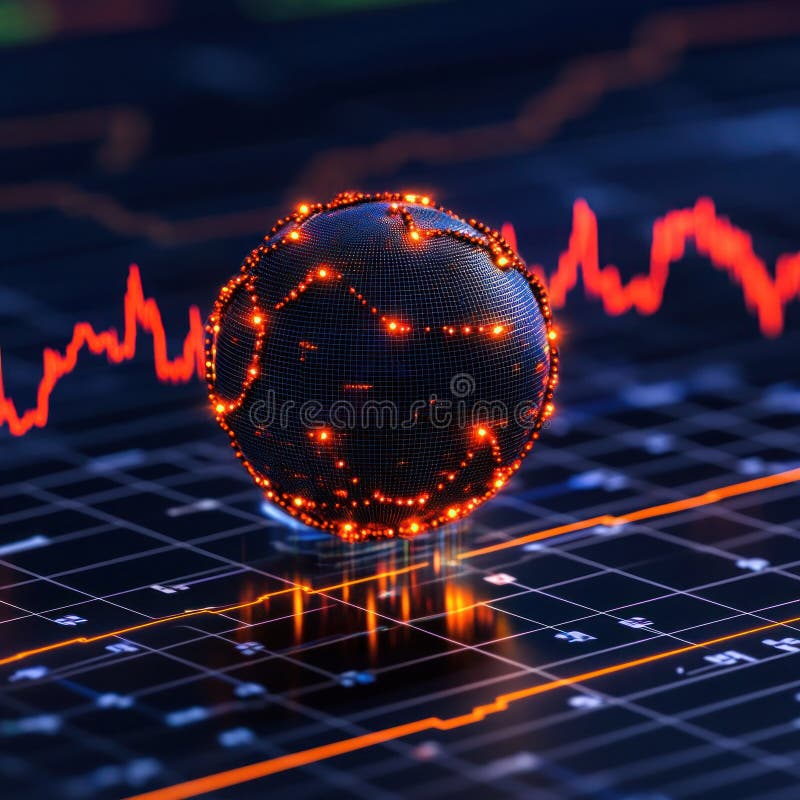 Global Stock Market Graph with Bar Chart and Globe Network Connection ...