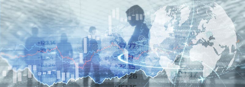 Global Stock Market Trading. Background with 3D Model of the Globe ...