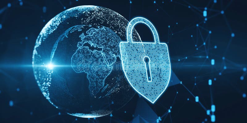 Global Storage and Cyber Security Concept with Digital Pad Lock and ...