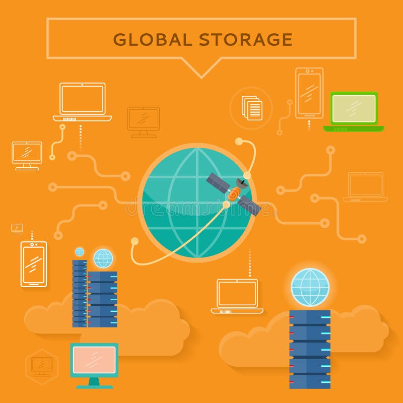 Global Storage Web Banner in Flat Style Stock Vector - Illustration of ...