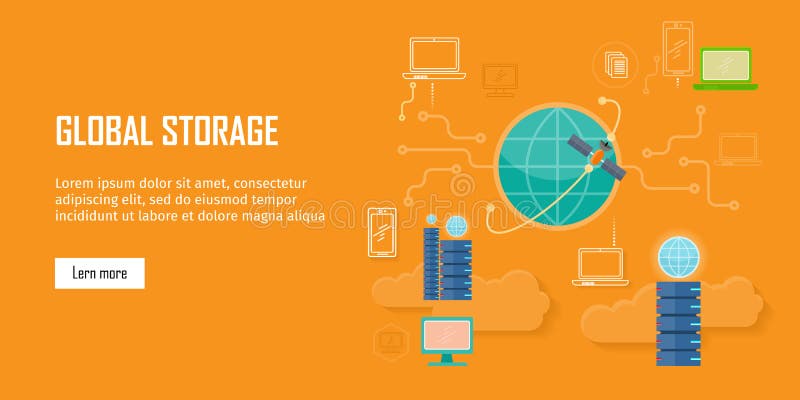 Global Storage Web Banner in Flat Style Stock Vector - Illustration of ...