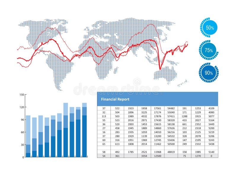 Global strategic report stock illustration. Illustration of figures ...