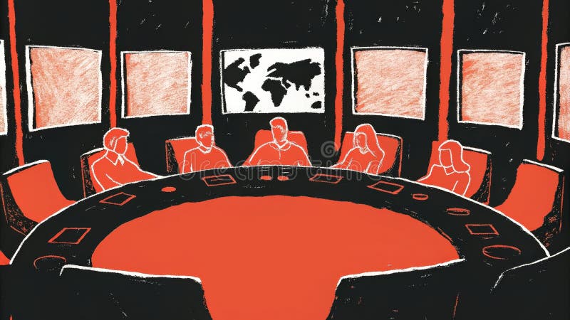 Global Strategy Meeting: Diverse Team Collaborating at Round Table with ...