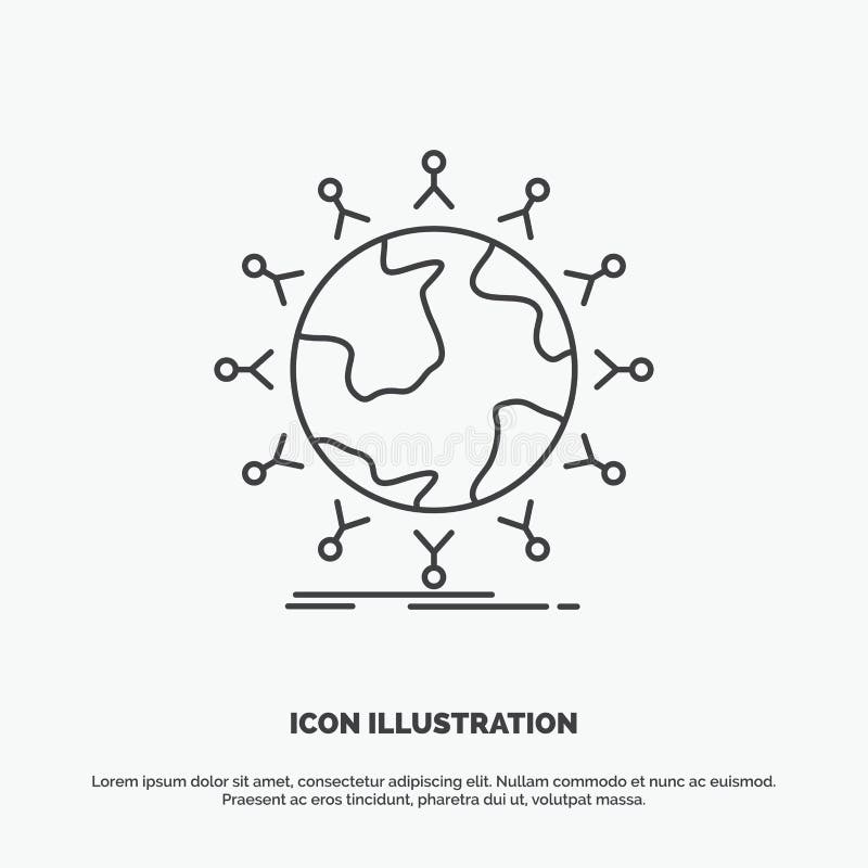 Global, Student, Network, Globe, Kids Icon. Line Vector Gray Symbol for ...