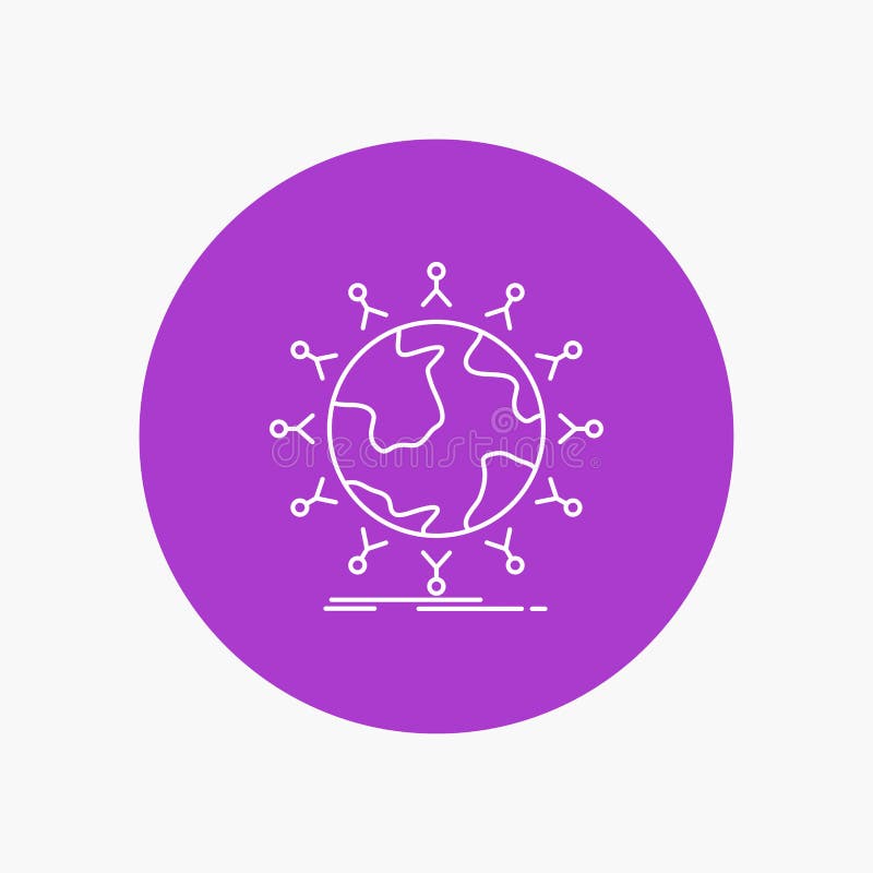 Global, Student, Network, Globe, Kids White Line Icon in Circle ...
