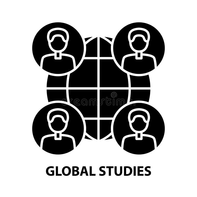Global Studies Icon, Black Vector Sign with Editable Strokes, Concept ...