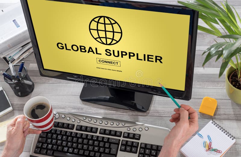 Global Supplier Concept on a Computer Stock Image - Image of services ...