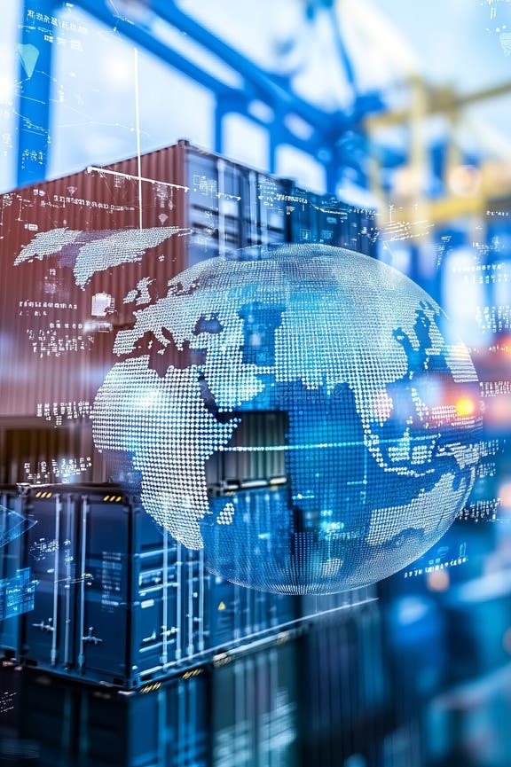 Global Supply Chain Concept with Shipping Containers and Data ...