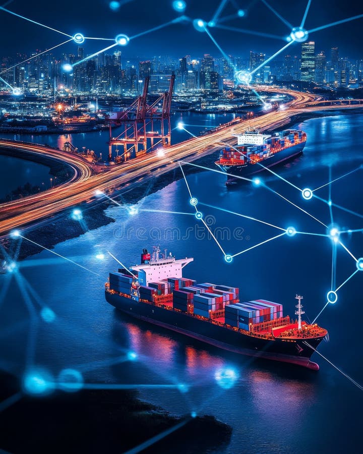 Global Supply Chain Network with Luminous Connections between ...