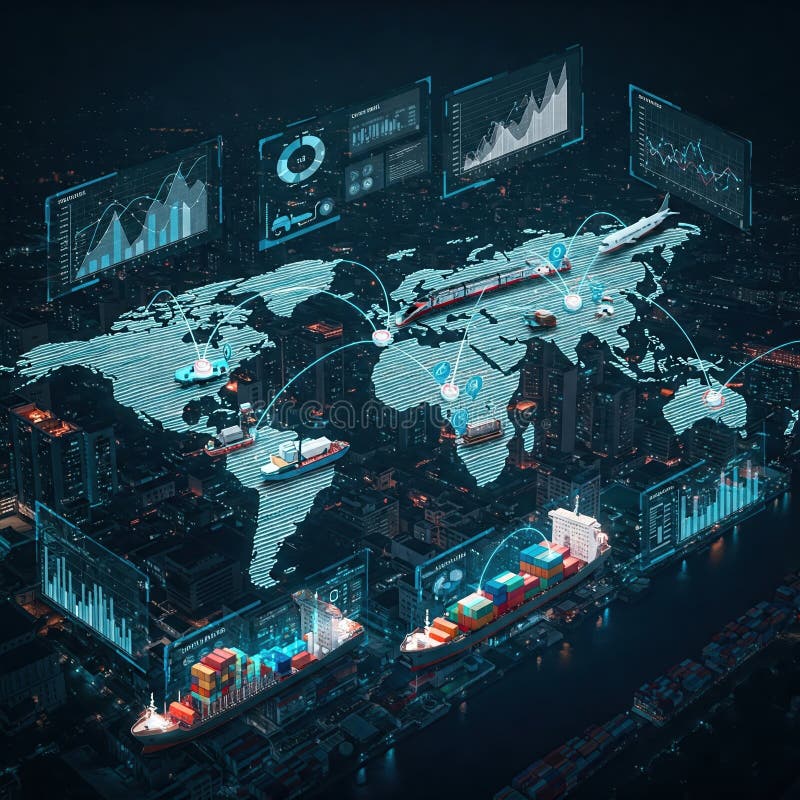 Global Supply Chain Network Visualization Stock Illustration ...