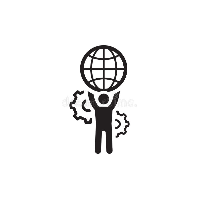 Global Support Icon. Flat Design Stock Illustration - Illustration of ...