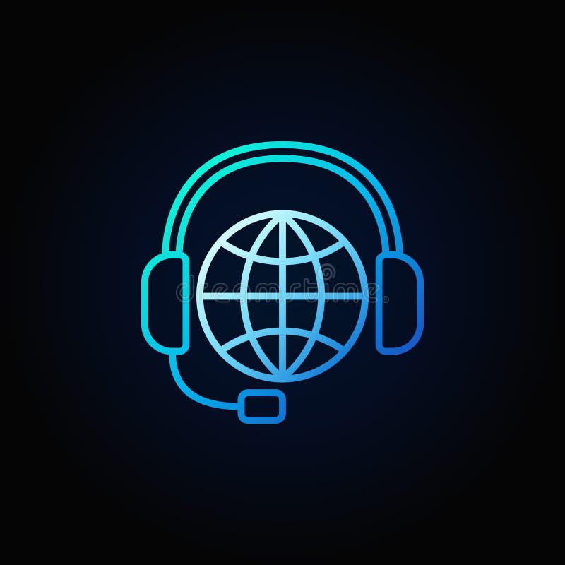 Global Support Line Blue Icon Stock Vector - Illustration of background ...