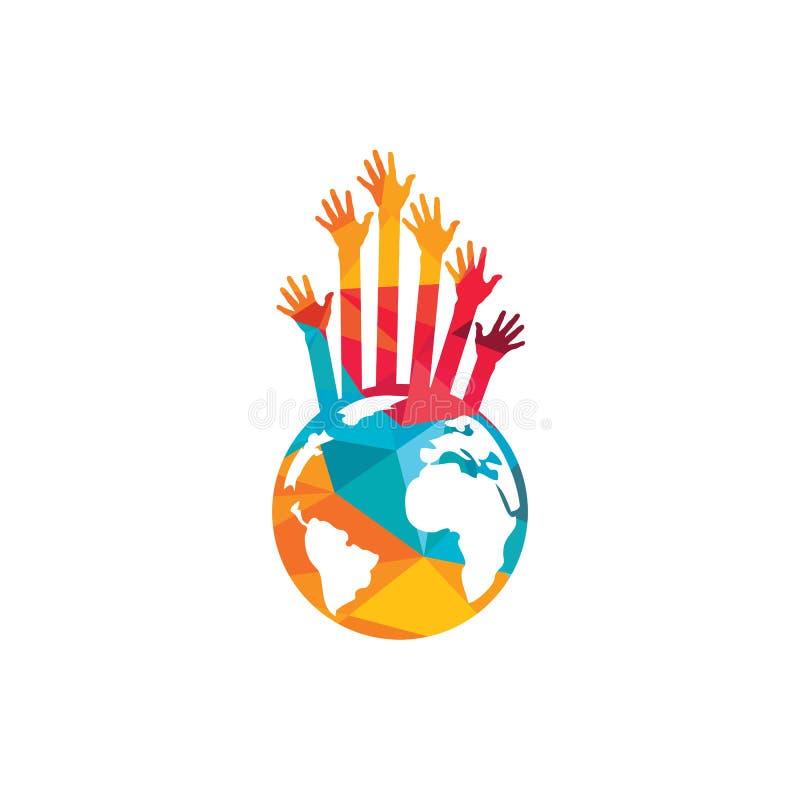 World Hands Vector Logo Design Template. World Support Logo Concept ...