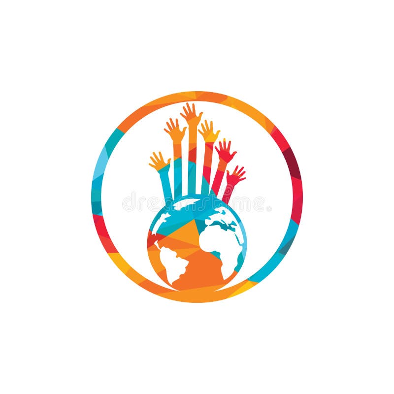 World Hands Vector Logo Design Template. World Support Logo Concept ...