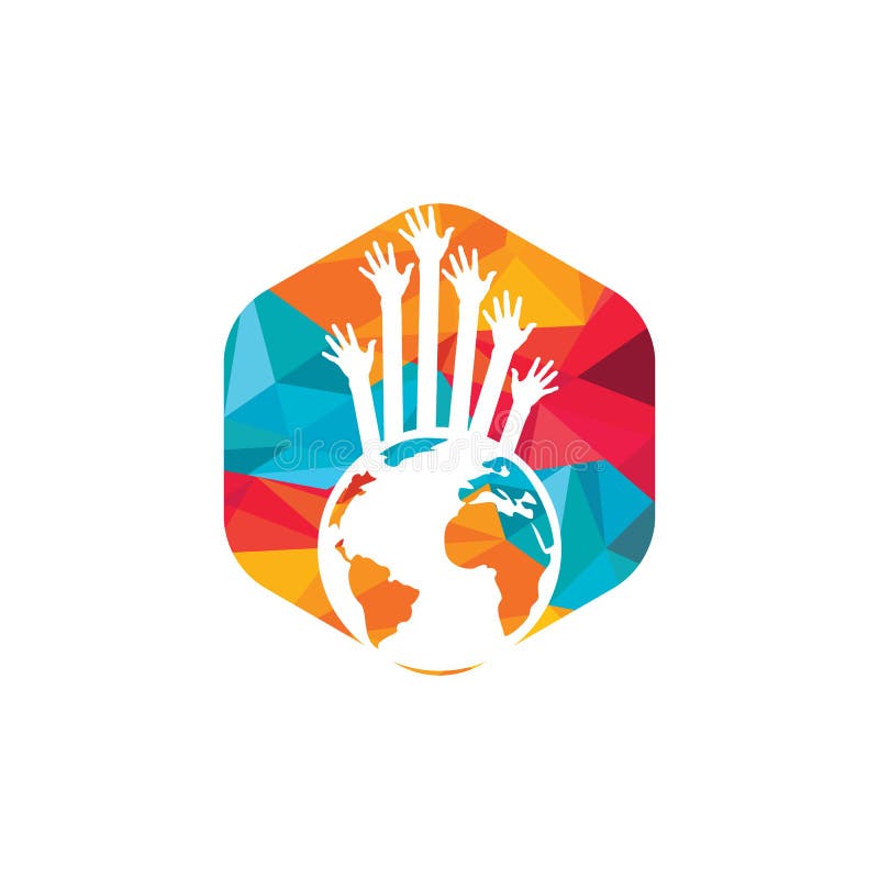 World Hands Vector Logo Design Template. World Support Logo Concept ...