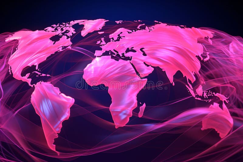 Global Support World Map Outlined by Stock Illustration - Illustration ...