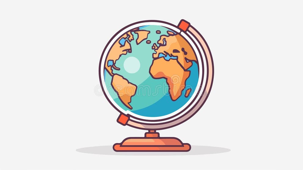 Global Synchronization: Vector Globe with Outline Icon for Design ...