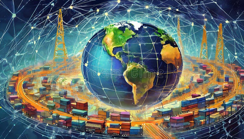 Global System of International Supply Chains. Generative AI Stock ...