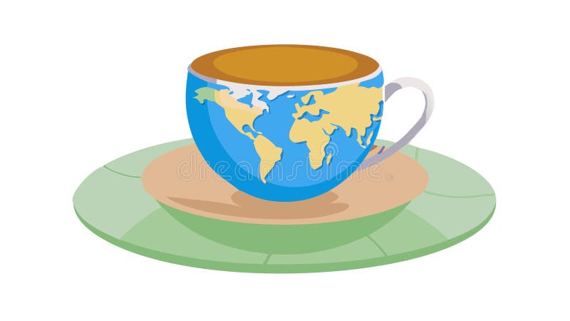 Global Tea Earth in a Tea Cup Vector Illustration, Vector Design ...